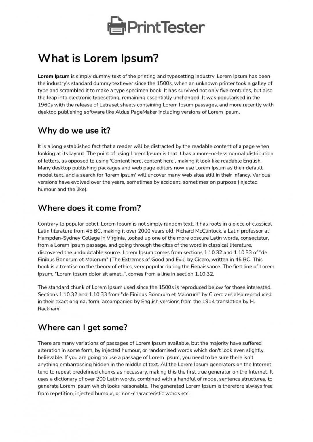 Printer Test Pages - Print Test Page Online - PrintTester