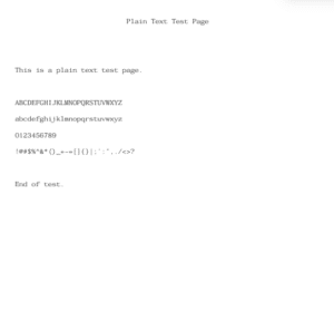 Plain Text Printer Test Page - PrintTester